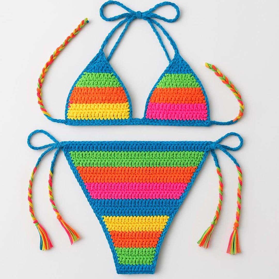 Neon Crochet Bikini Set Pattern - Etsy