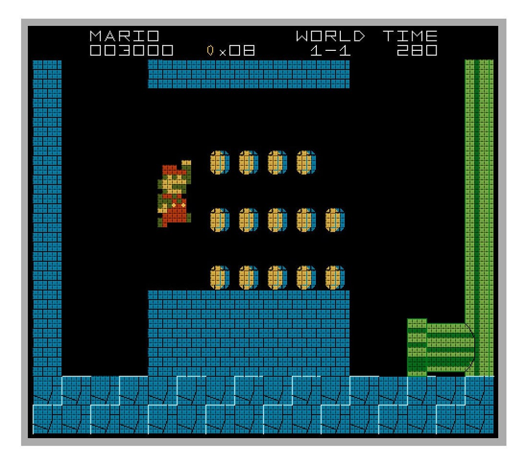 Super Mario Bros. Screenshot World 1-1 Underground Cross - Etsy
