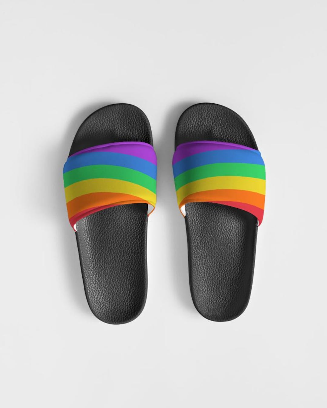 Rainbow LGBT Pride Women’s Slide Sandals – Comfy Faux Leather Slip-on ...