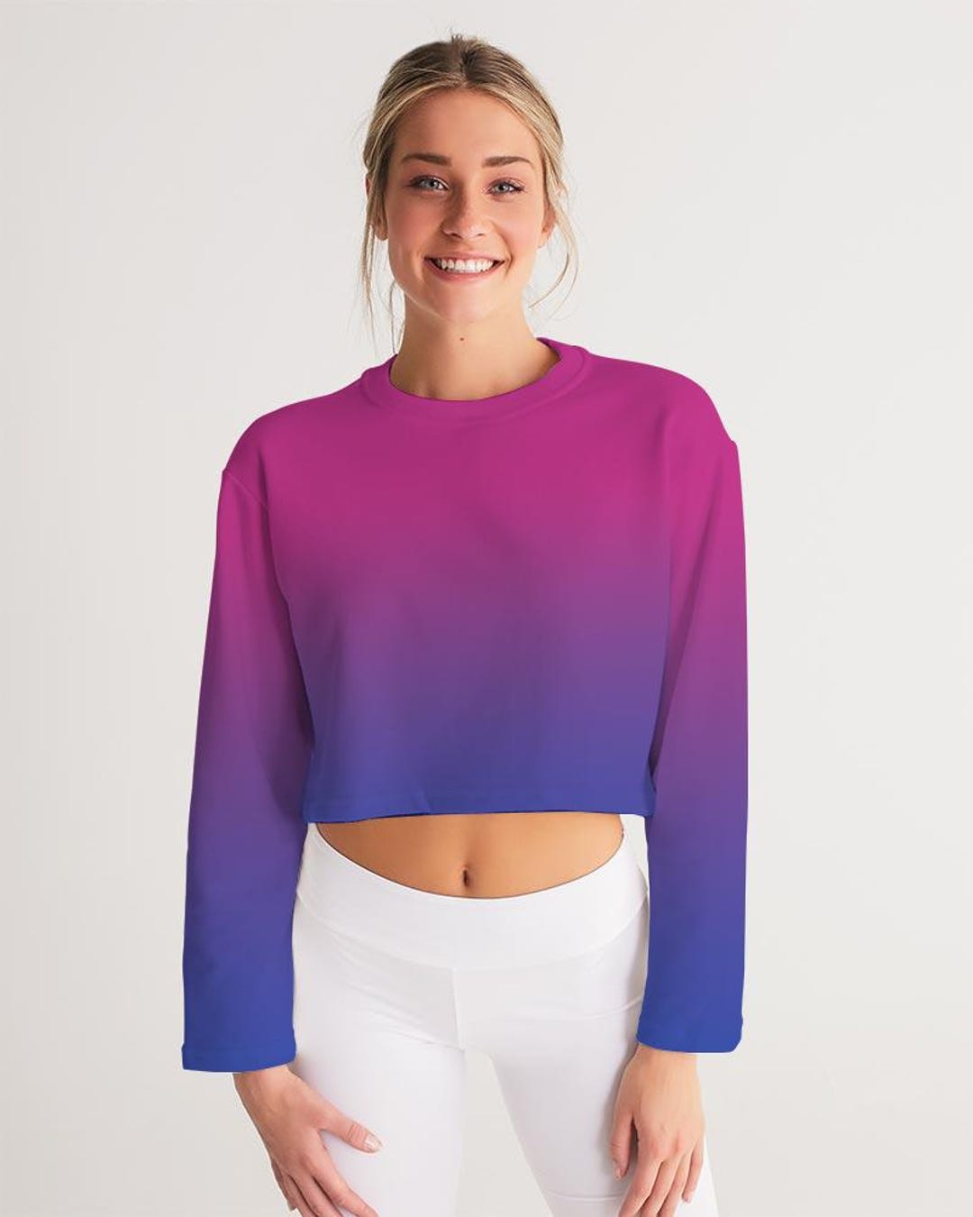 Bisexual Ombre Gradient Cropped Sweatshirt – Soft Oversized Sweatshirt ...