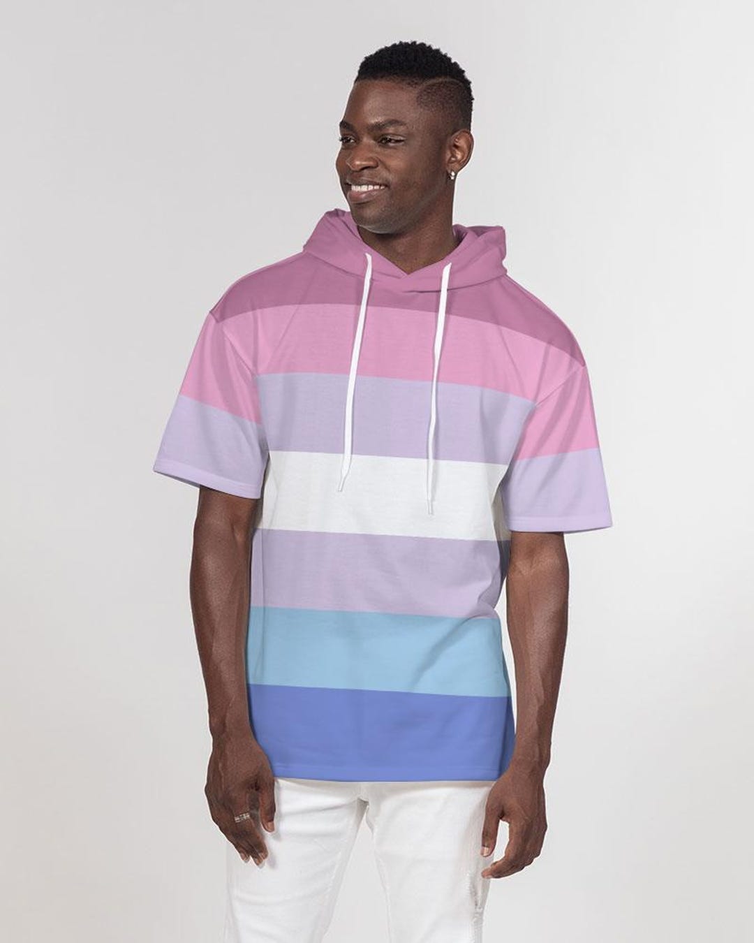 Bigender Flag Premium Heavyweight Short Sleeve Hoodie – Bigender Pride ...
