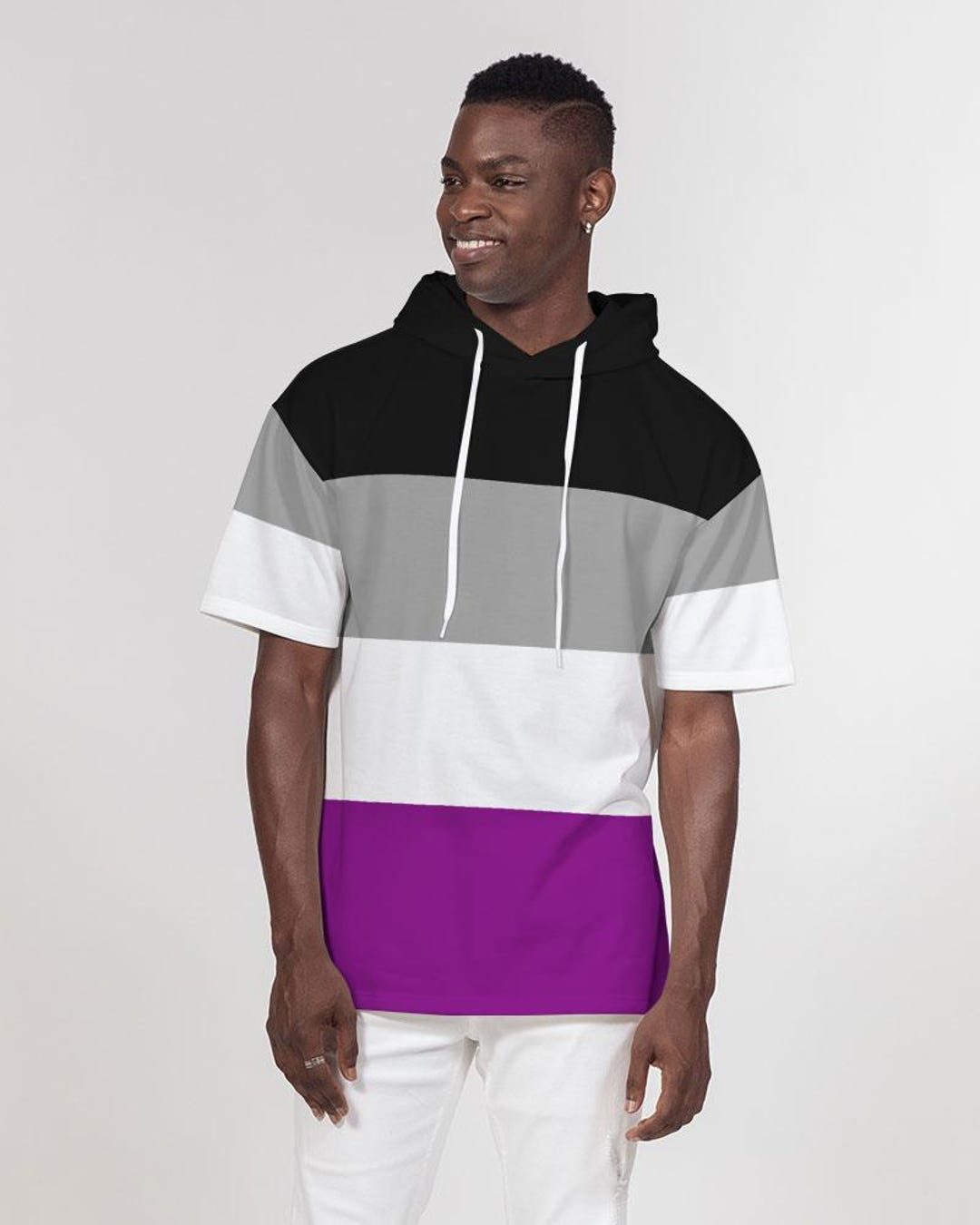 Asexual Flag Premium Heavyweight Short Sleeve Hoodie – LGBTQ+ Pride ...