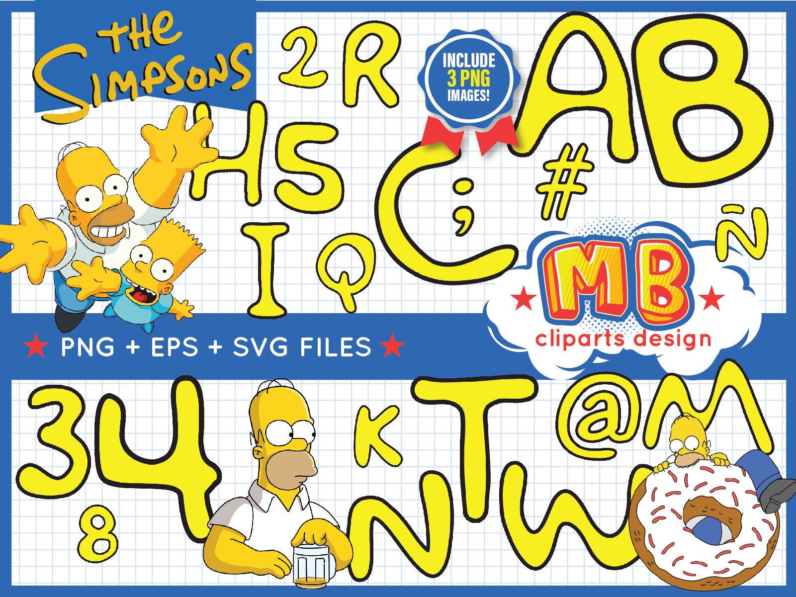 Simpsons PNG Svg EPS Alphabet Simpsons Clipart fonts The | Etsy