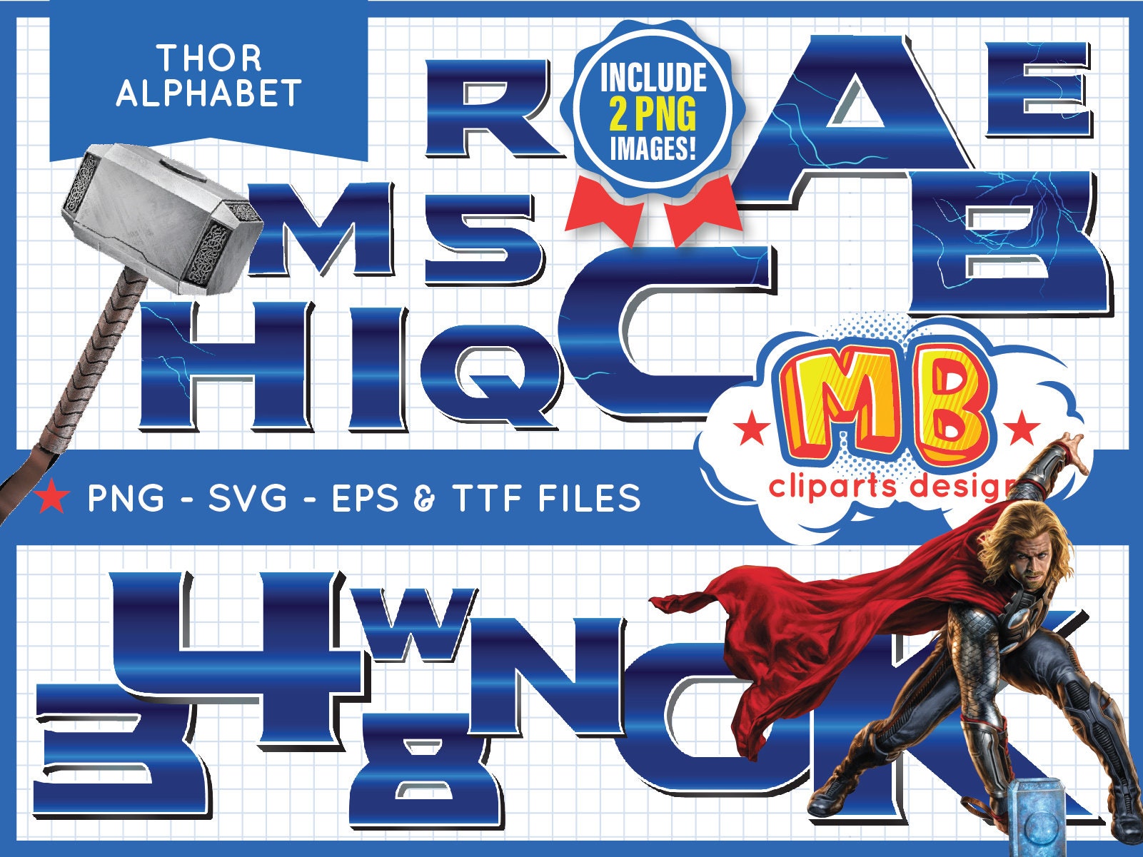 PNG Svg Thor Alphabet Thor Clipart fonts Thor Birthday Thor | Etsy