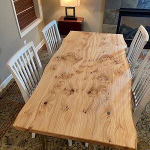 Custom Red Elm Wooden Table, Live Edge Dining Table, Kitchen Dining ...