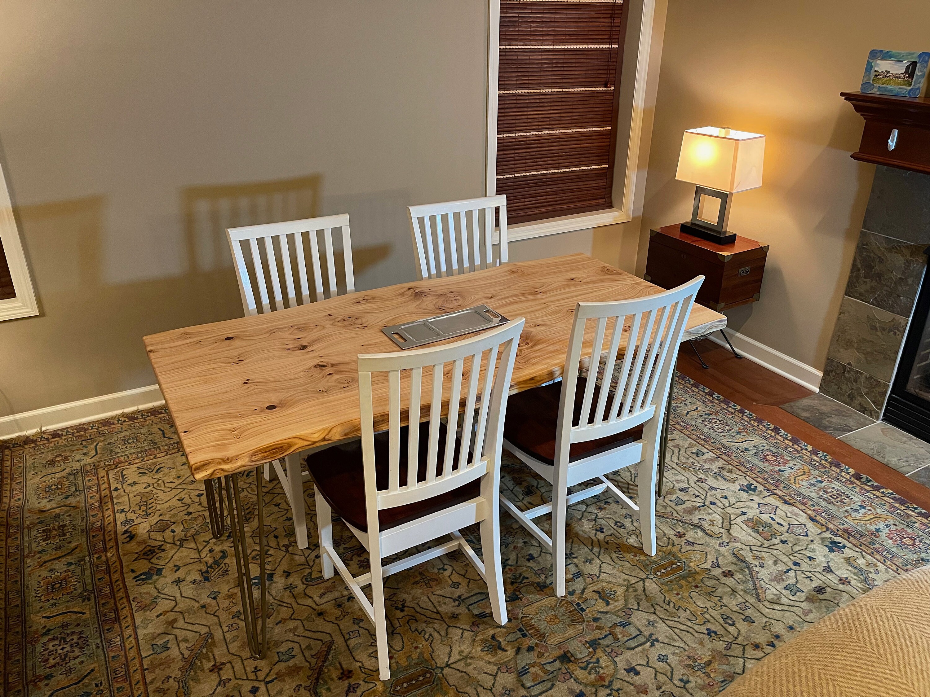 Custom Red Elm Wooden Table, Live Edge Dining Table, Kitchen Dining ...