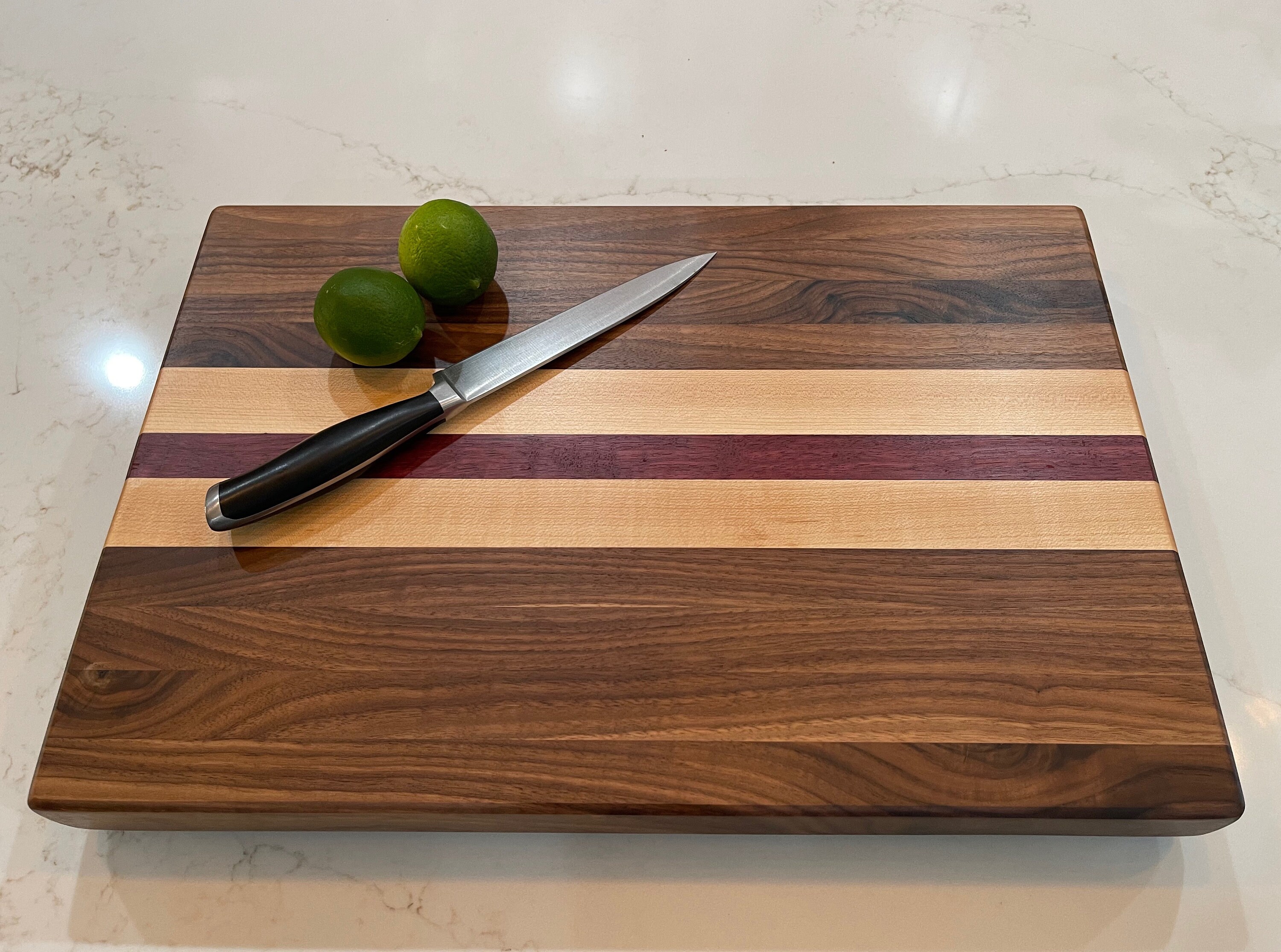 Handcrafted Walnut, Purple Heart & Maple Cutting Board: Edge Grain ...