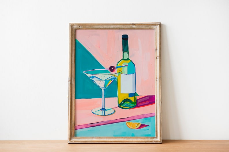 MARTINI APERITIF PAINTING | Modern Oil Painting | Wall Art | Printable ...