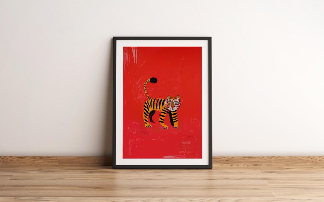 RED TIGER PRINT | Vintage Oil Painting | Fine Art Print | Printable ...