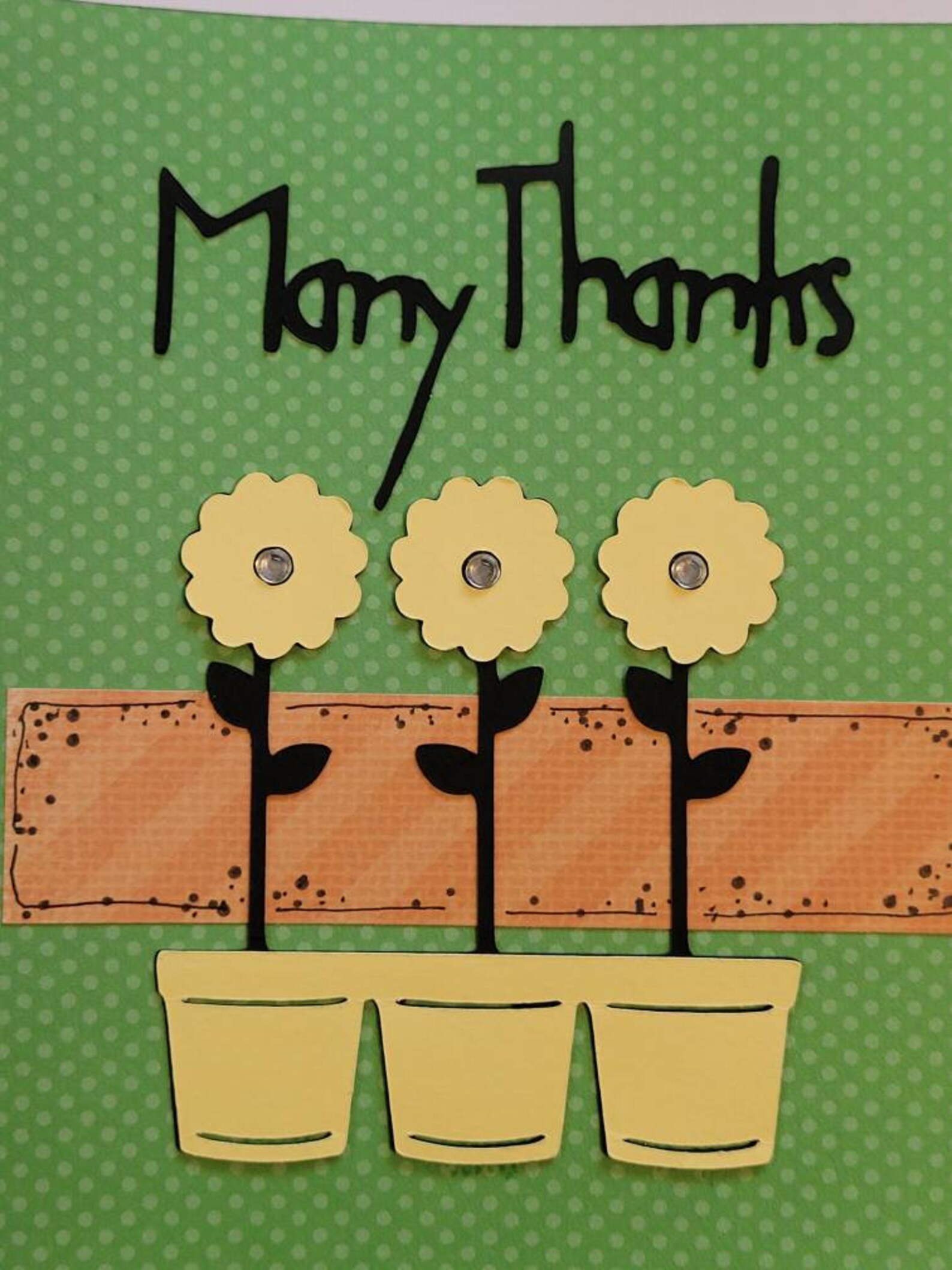 Merci beaucoup carte de voeux merci vert w 3 pots de fleurs | Etsy