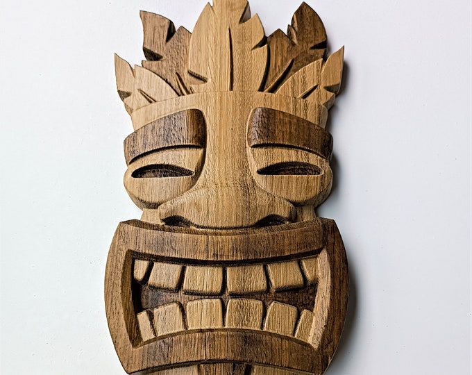 Laughing Wooden Tiki Mask African Wood Mask Tropical Tree Fun Friend ...