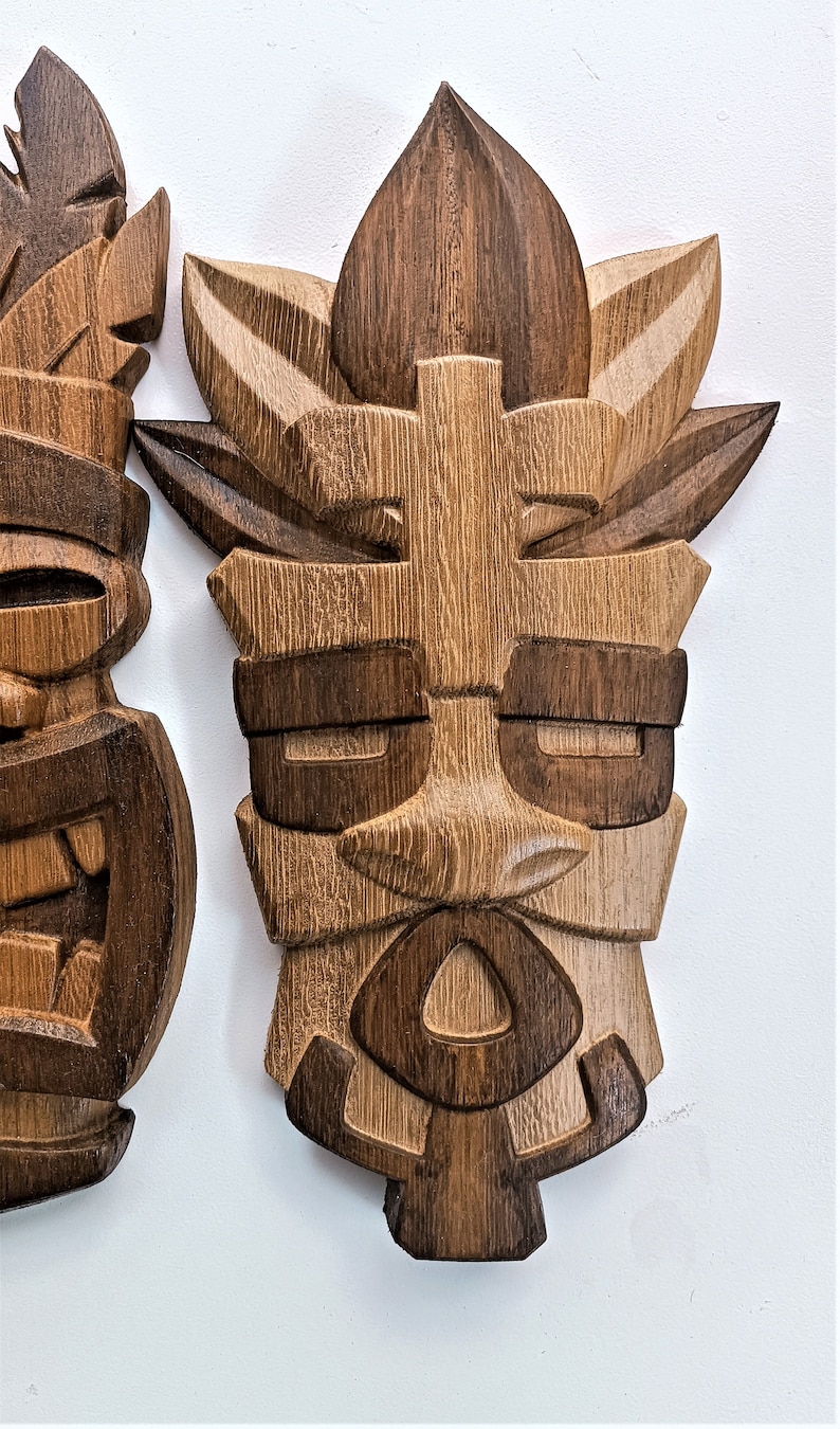 So Fun Tiki Mask Set 3 Piece Wood Tiki Bar Decor Statue - Etsy