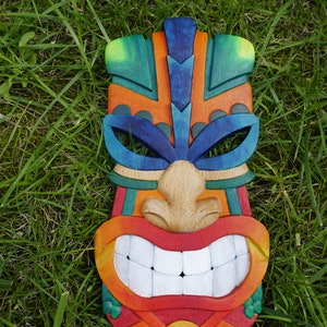 Tiki Bar Decor Wood Carving Tiki Mask Hawaiian Tiki Decor Tiki Statue ...