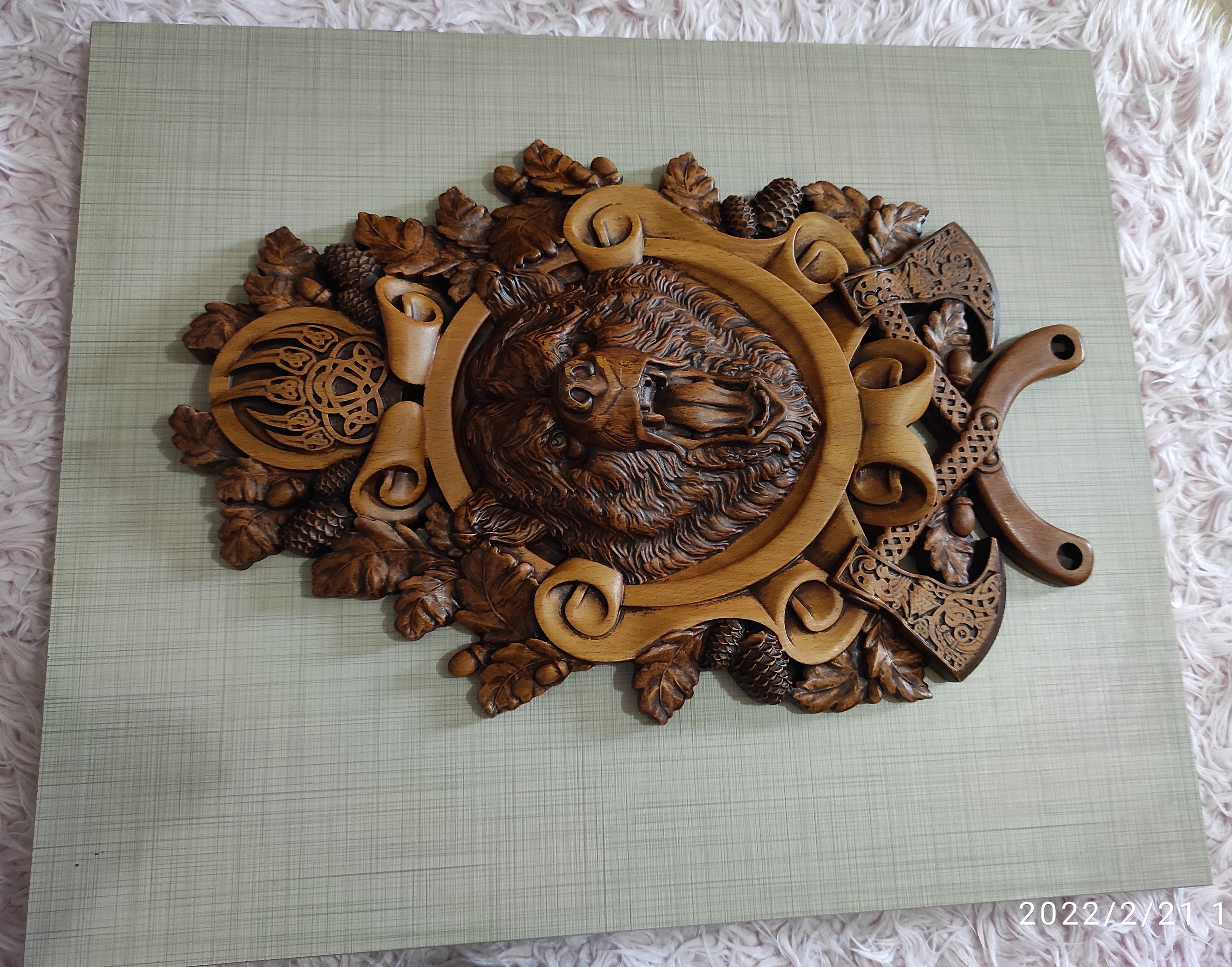 Bear Head Hunting Gift Wood Carving Wild Bear Statue Bear Decor Animal ...