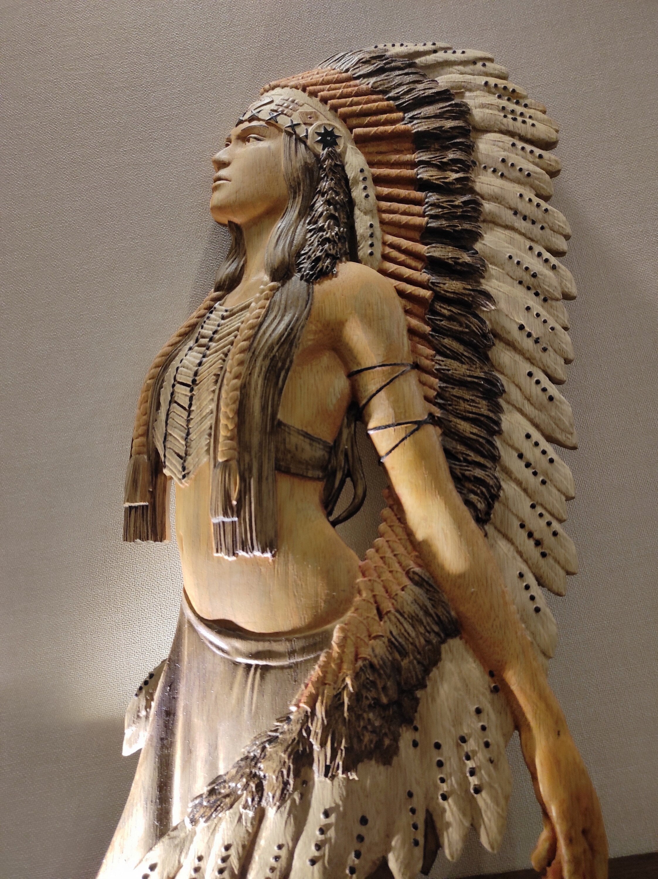 Native American Wood Sculpture Indigenous Carved Woman Native American ...