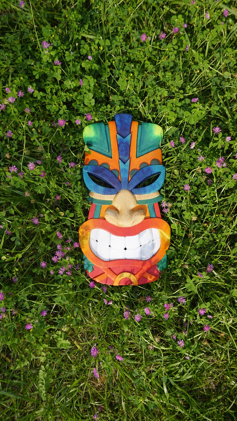 Tiki Bar Decor Wood Carving Tiki Mask Hawaiian Tiki Decor Tiki Statue ...
