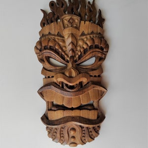 Tiki Decor Wood Mask Tiki Bar Decor Tiki Mask Wall Hanging Hawaiian Bar ...