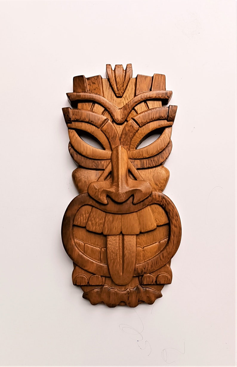 Tropical Tiki Mask Rainforest Wood Carved Wall Decor - Etsy