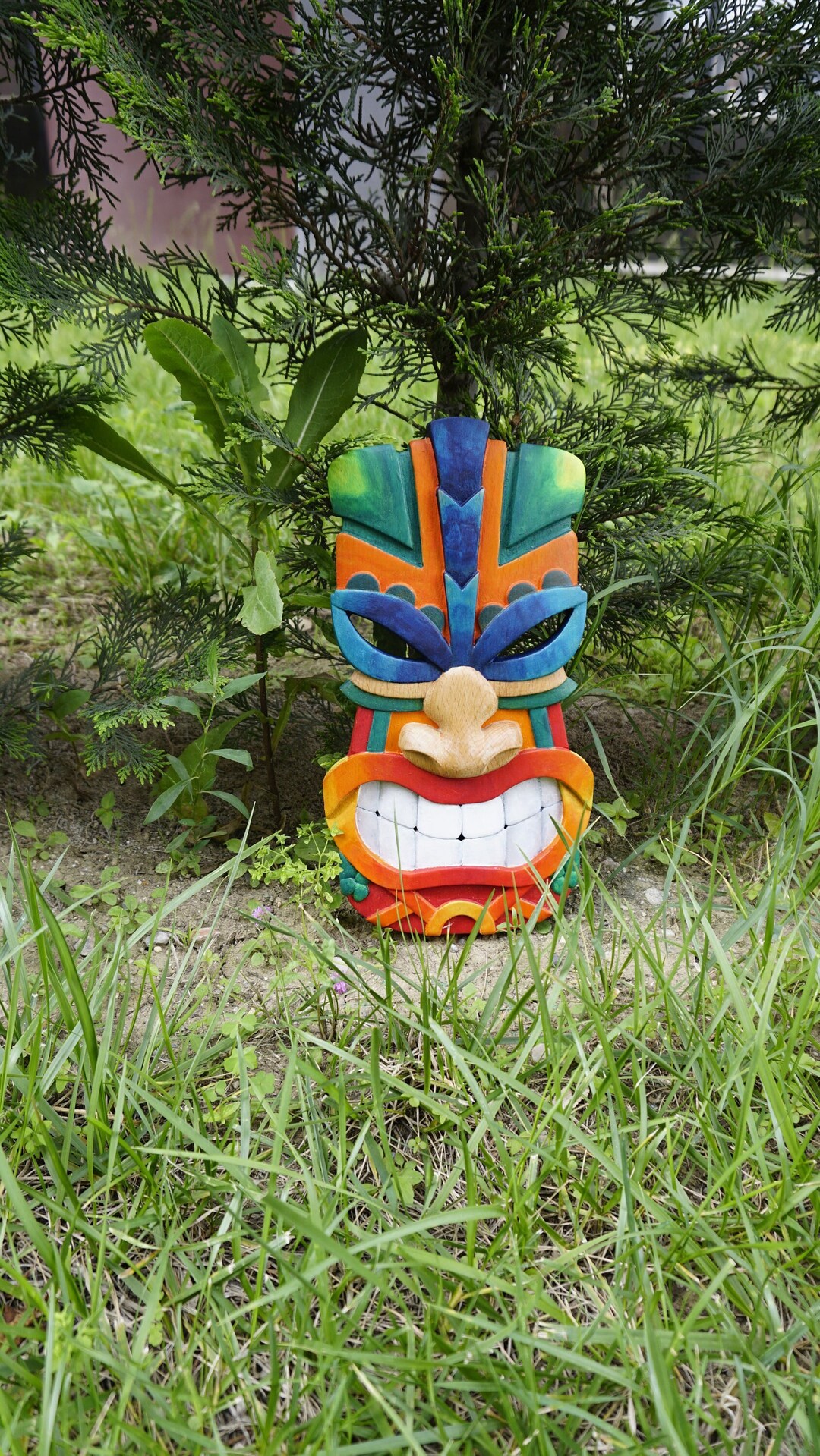 Tiki Bar Decor Wood Carving Tiki Mask Hawaiian Tiki Decor Tiki Statue ...