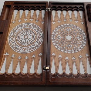 20 Luxury Queen Size Backgammon Set Wood Carving Checkers Game Board ...