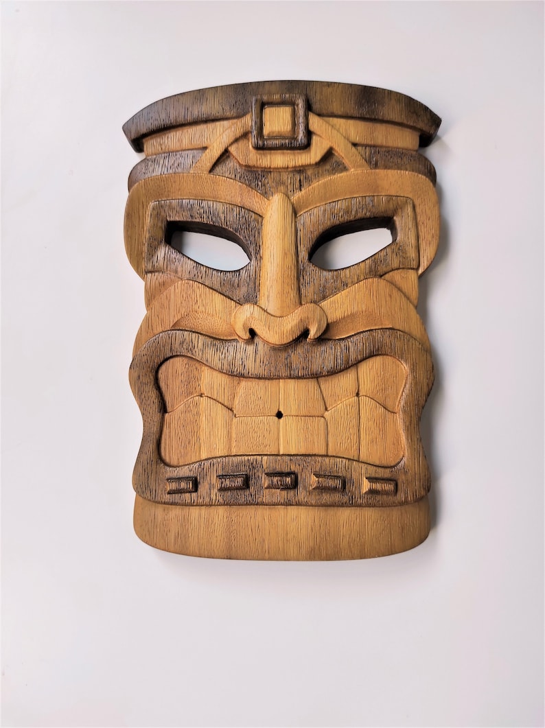 African Wood Mask Tiki Hut Decor Wood Carving Tiki Mask Bar - Etsy