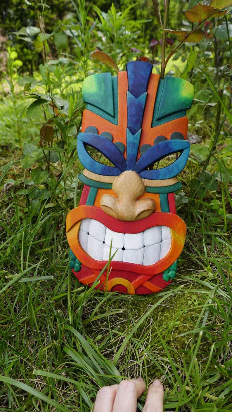 Tiki Bar Decor Wood Carving Tiki Mask Hawaiian Tiki Decor Tiki Statue ...