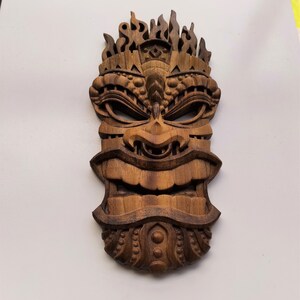 Tiki Decor Wood Mask Tiki Bar Decor Tiki Mask Wall Hanging Hawaiian Bar ...