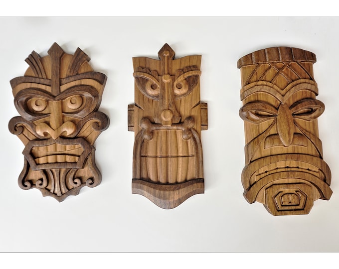 Set of 3 Tiki Mask Bar Decor Tiki Hut Decor Wood Mask Free Shipping - Etsy