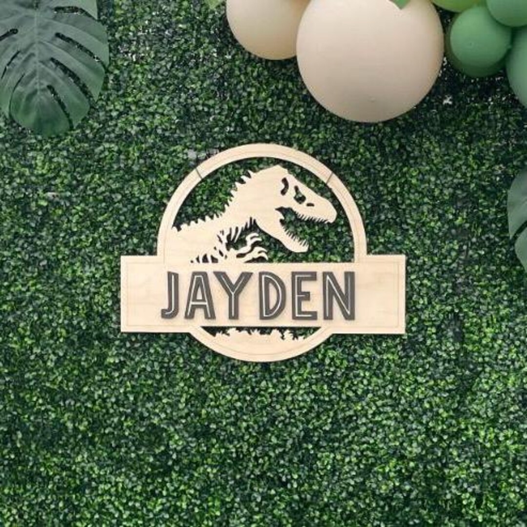 Jurassic Park Dinosaur Name Sign Dino Party Theme Custom Wooden ...
