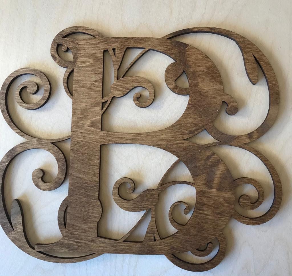 Swirl Letter Monogram/wood Monogram Wedding Monogram Gift /nursery Wall ...