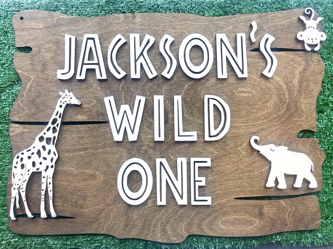 Wild One Sign Jungle Theme Party Birthday Party Backdrop Photo Prop One ...