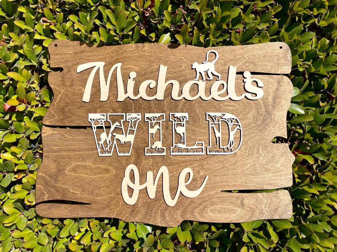 Wild One Sign Jungle Theme Party Birthday Party Backdrop Photo Prop One ...
