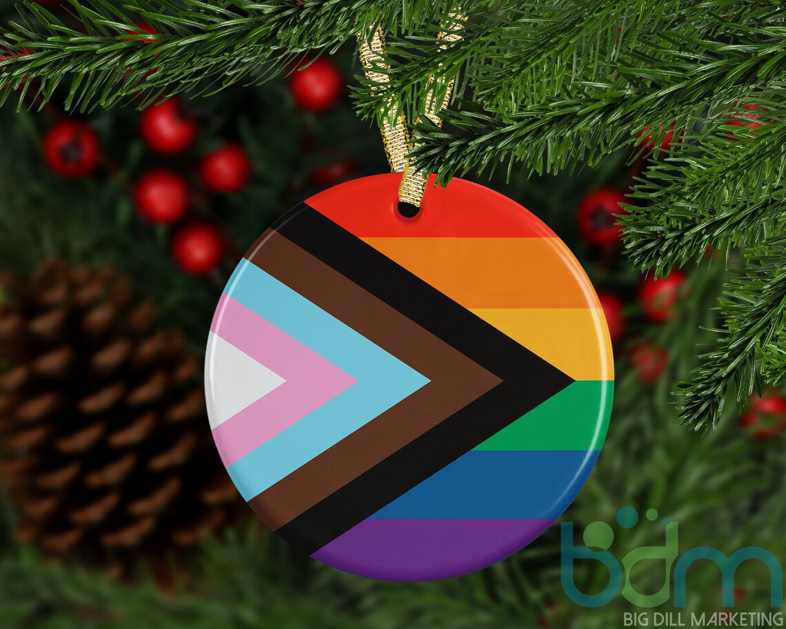 LGBTQ Pride Flag Ceramic Christmas Ornament | Secret Santa | Progress ...