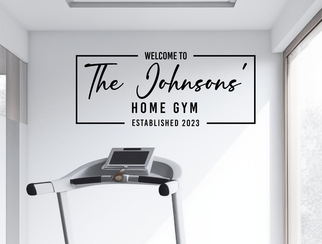 Personalized Barbell Gym Sign Fitness Wall Decal, Motivational Home Gym ...