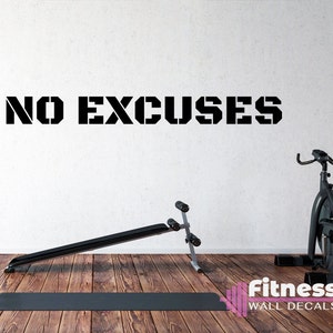 NO EXCUSES Fitness Wall Decal, Motivational Home Gym Decor, Vinyl ...