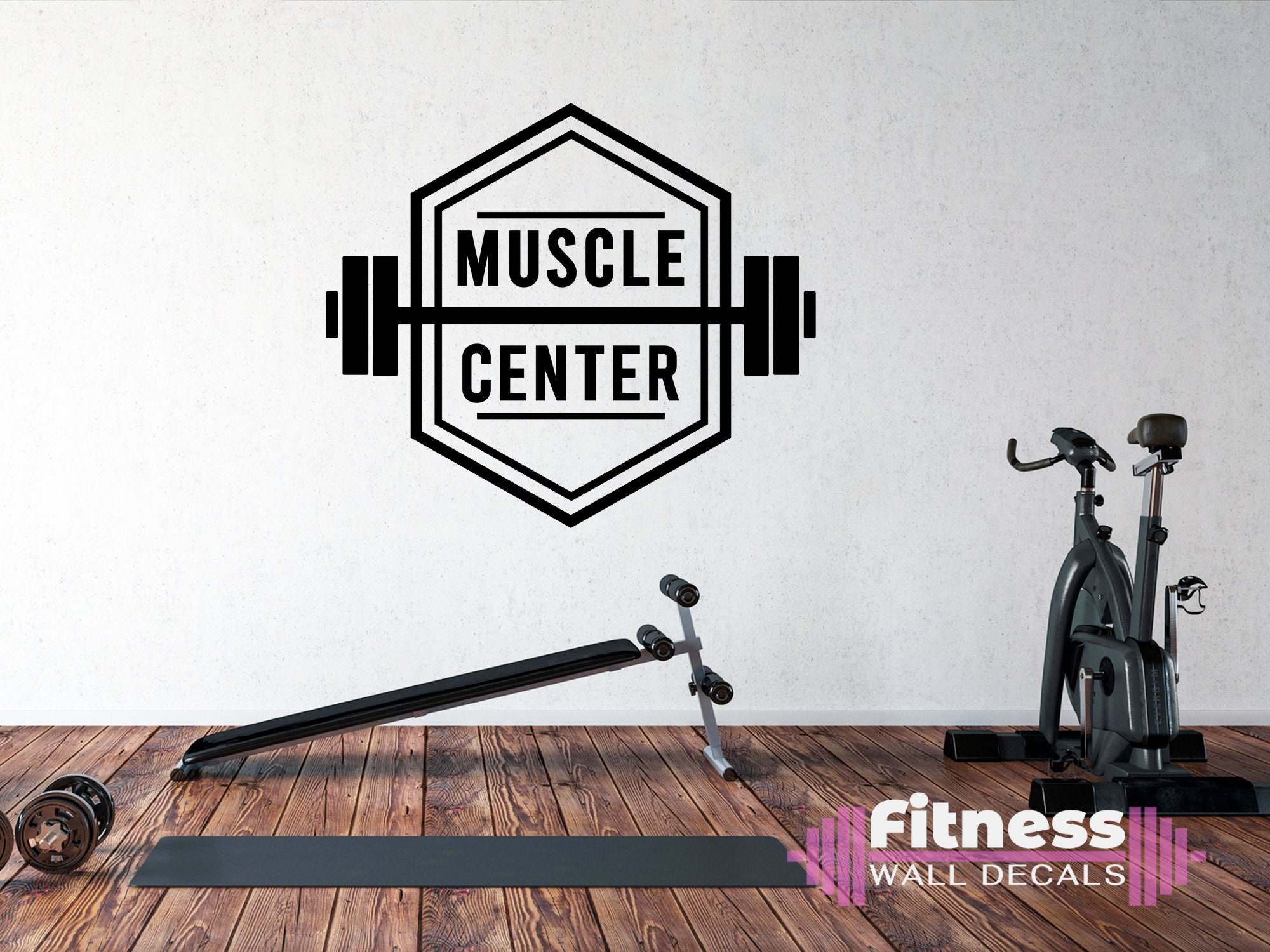 Home Décor Muscle Center Fitness Wall Decal Vinyl Lettering Fitness ...