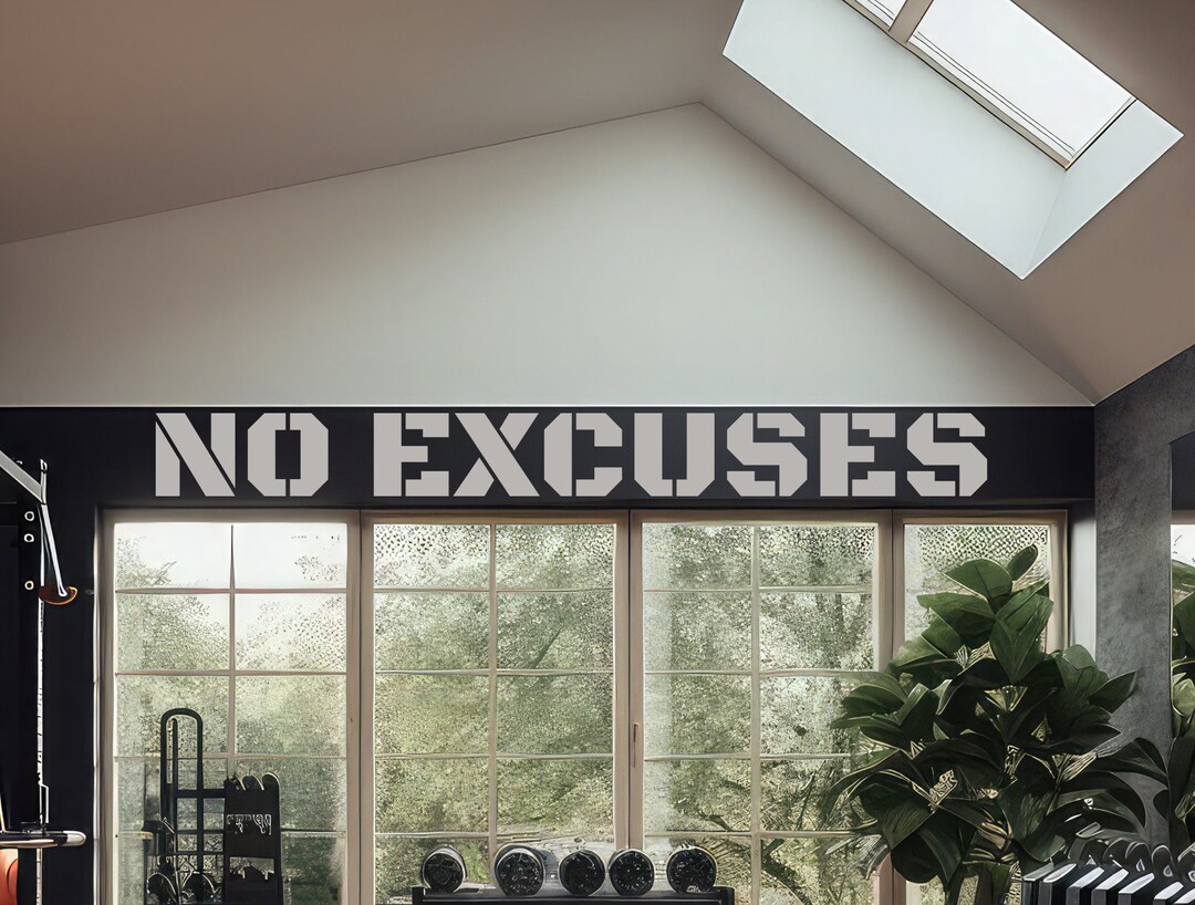 NO EXCUSES Fitness Wall Decal, Motivational Home Gym Decor, Vinyl ...