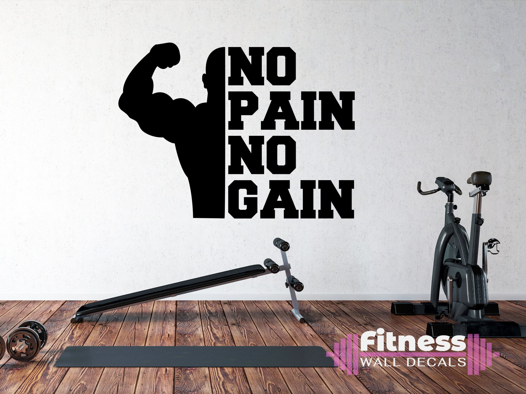 No Pain No Gain Fitness Wall Decal Motivational Home Gym - Etsy