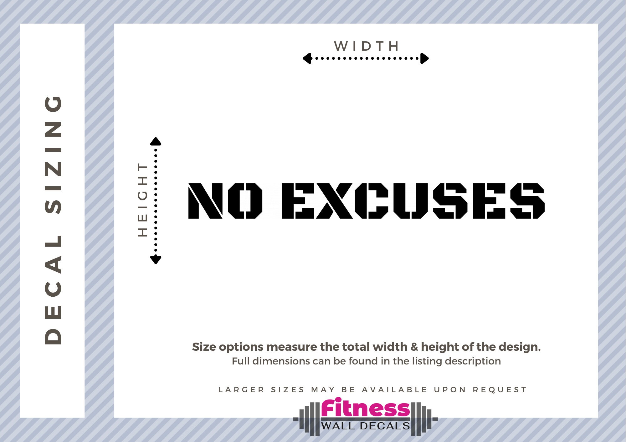 NO EXCUSES Fitness Wall Decal Motivational Home Gym Decor | Etsy