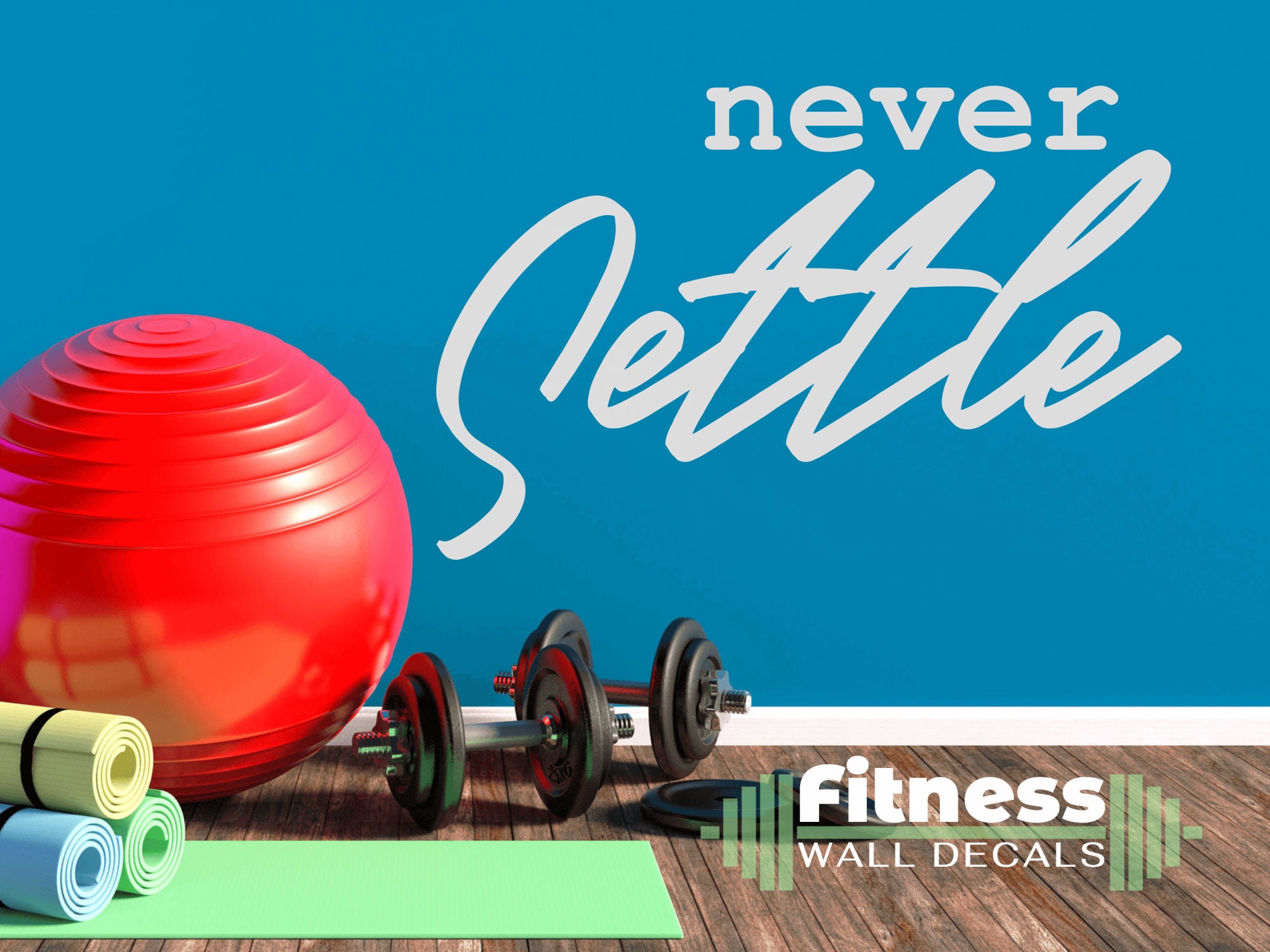 Never Settle Motivational Quote Decal Garage Gym Home Gym | Etsy