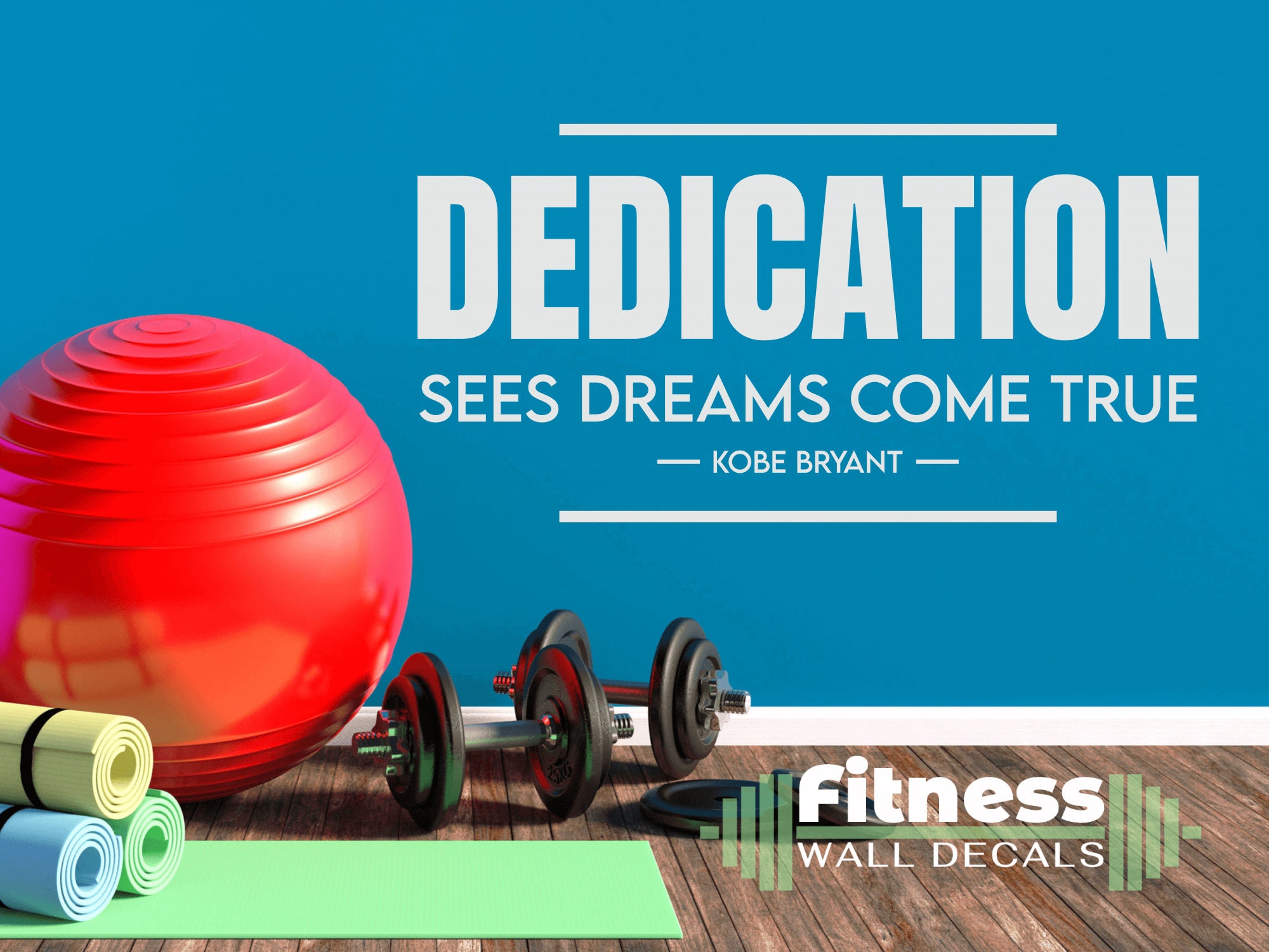 Dedication Kobe Bryant Fitness Wall Decal Motivational Quotes - Etsy