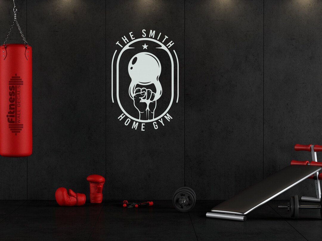 Custom Muscle Barbell Home Gym Decor Personalized Fitness Wall Decal ...