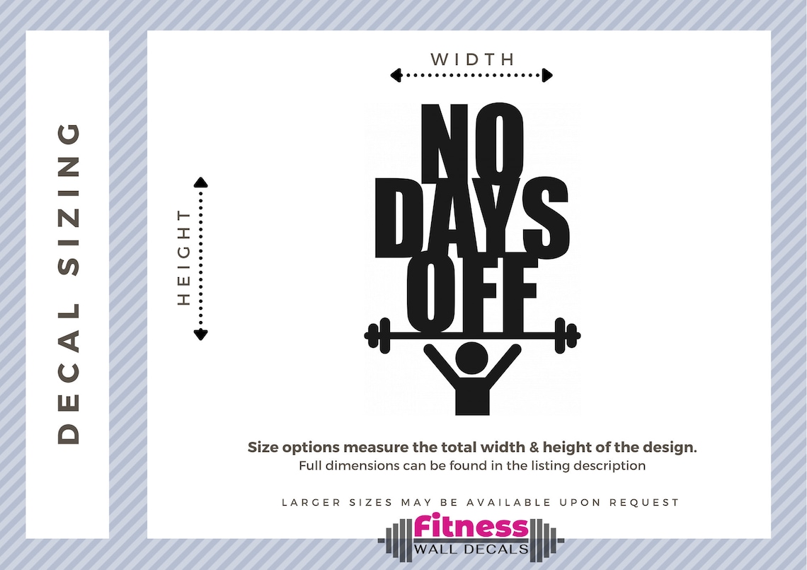 No Days off Fitness Wall Decal Motivational Home Gym Decor - Etsy UK