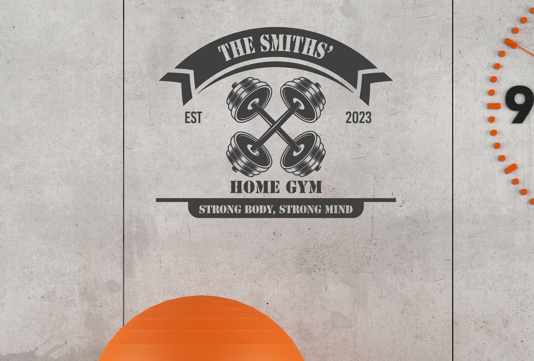 Personalized Barbell Home Gym Sign Fitness Wall Decal,work Out Room ...