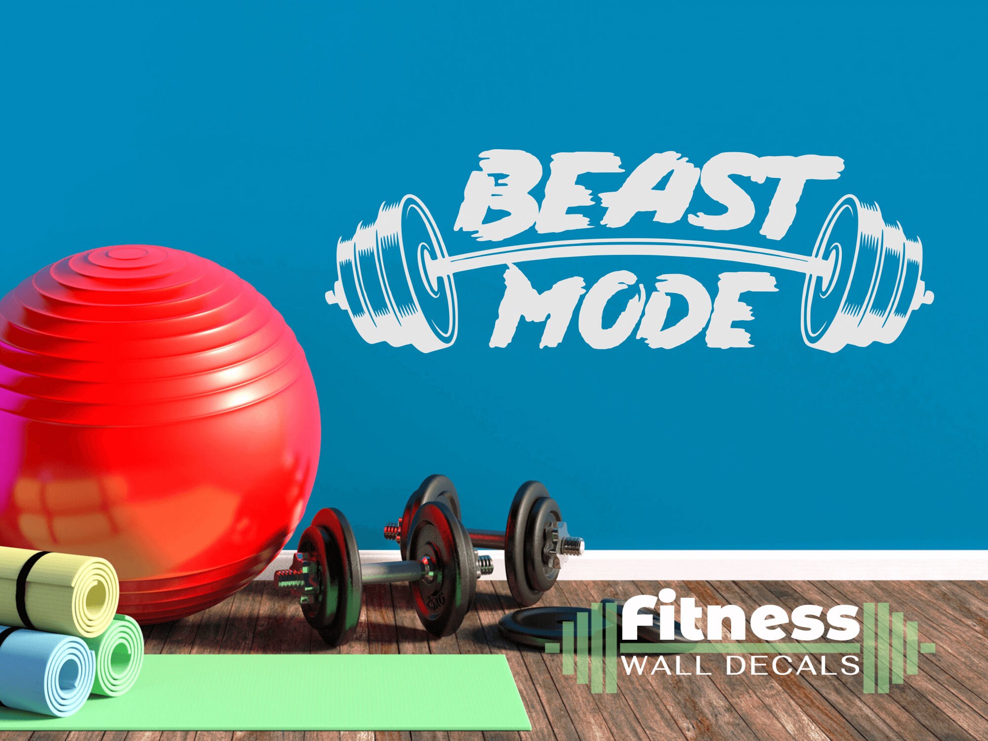 Beast Mode Fitness Wall Decal Motivational Home Gym Decor | Etsy