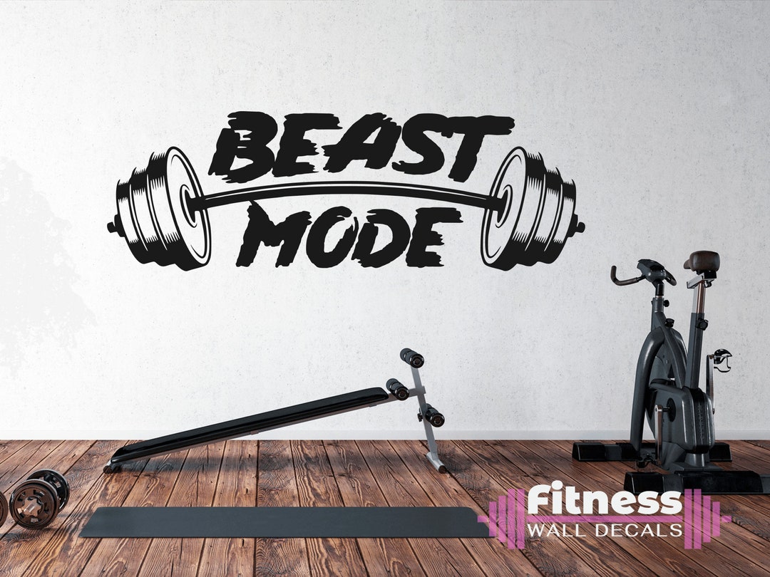 Beast Mode Fitness Wall Decal, Motivational Home Gym Decor, Vinyl ...
