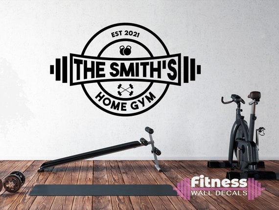 Custom Home Gym Sign Fitness Wall Decal Weight Room Sign | Etsy
