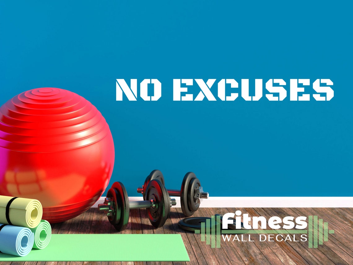 NO EXCUSES Fitness Wall Decal Motivational Home Gym Decor | Etsy
