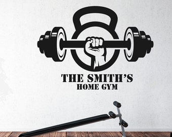 Custom Home Gym Sign Fitness Wall Decal, Weight Room Sign Garage Home ...