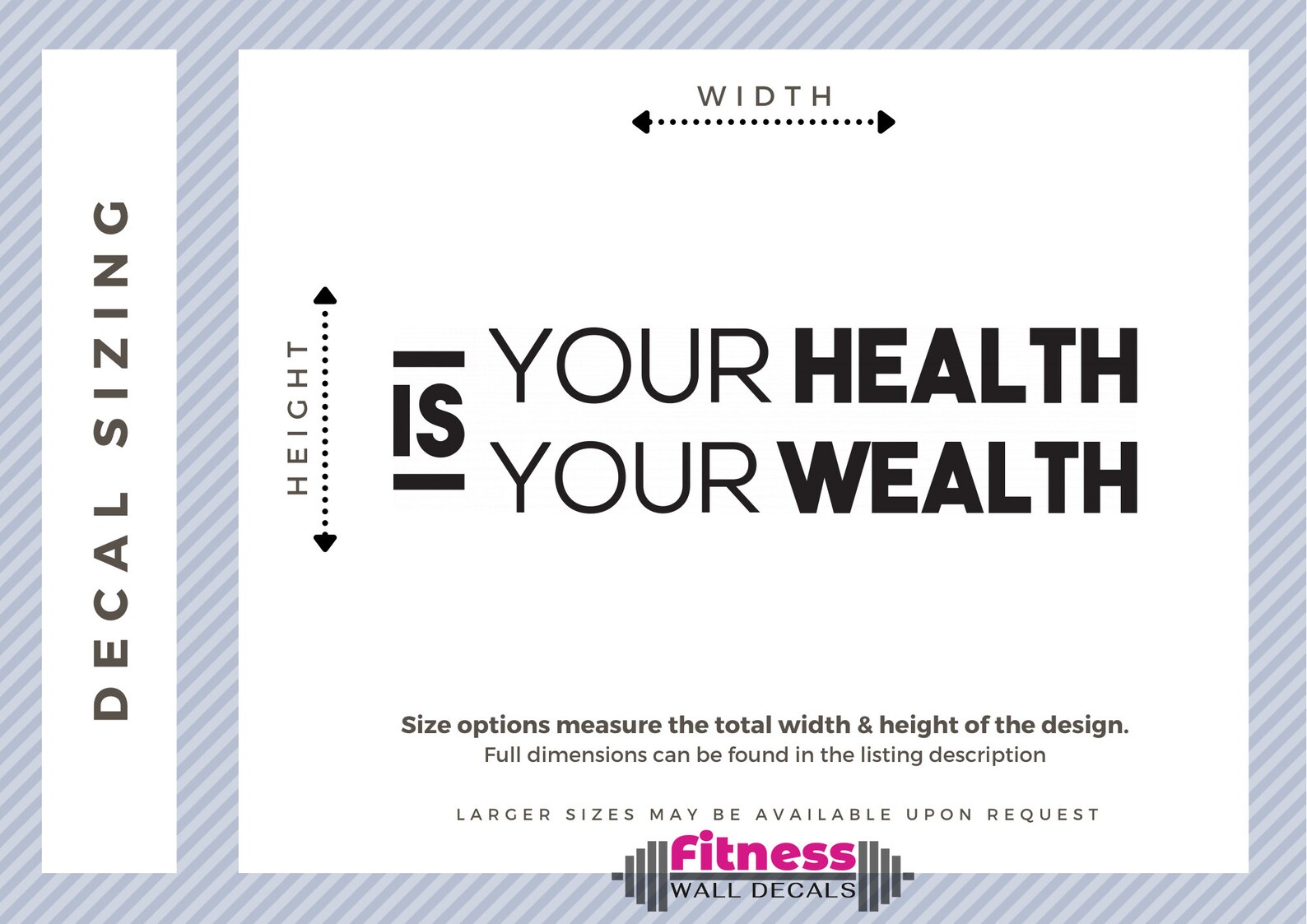 Health is Wealth Fitness Wall Decal Motivational Home Gym - Etsy